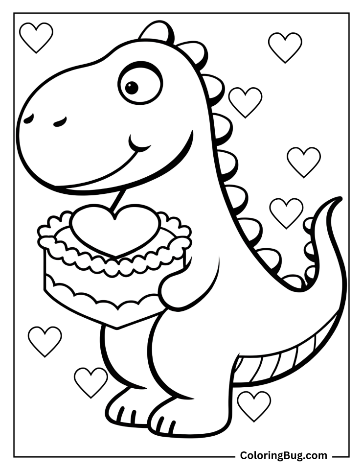 20 Dinosaur Valentines Coloring Pages (Free Printable PDFs)