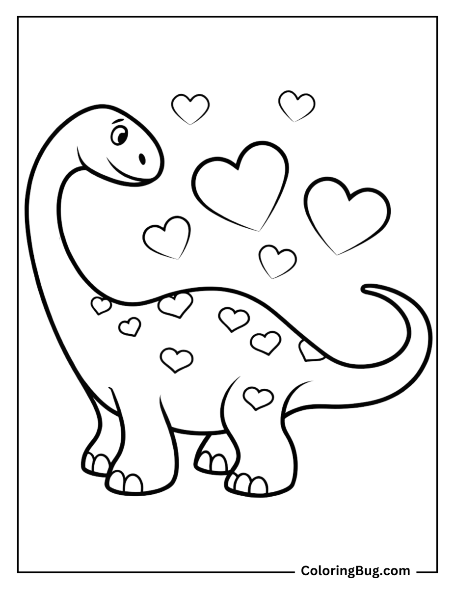 20 Dinosaur Valentines Coloring Pages (Free Printable PDFs)