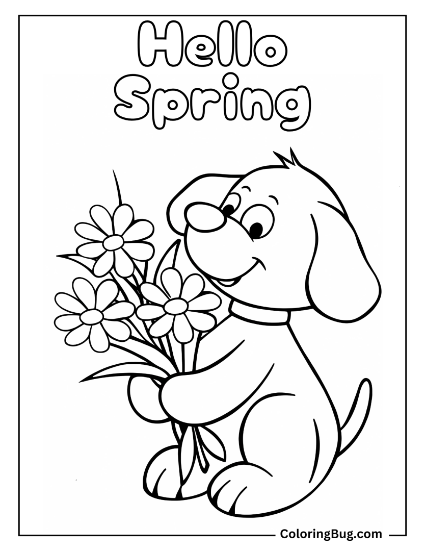 20 Dog Spring Coloring Pages (Free Printable PDFs)