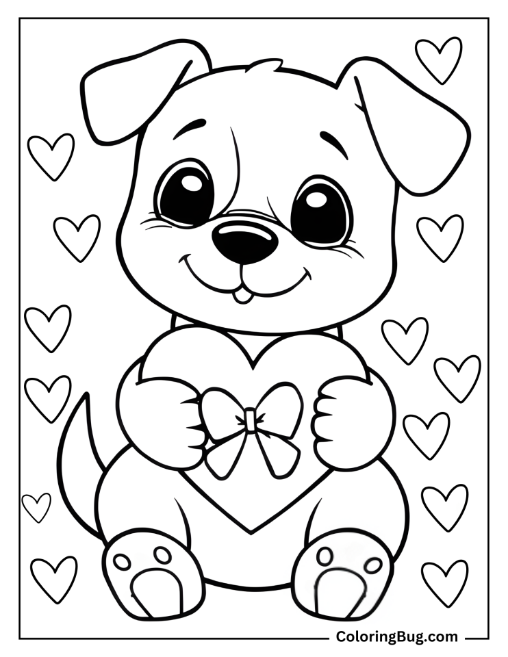 20 Dog Valentines Coloring Pages (Free Printable PDFs)