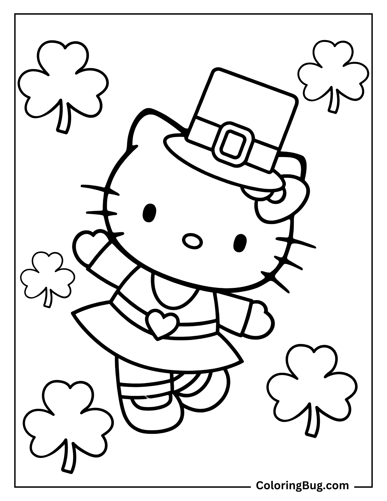 30 Hello Kitty St. Patrick's Day Coloring Pages (Free Printable PDFs)