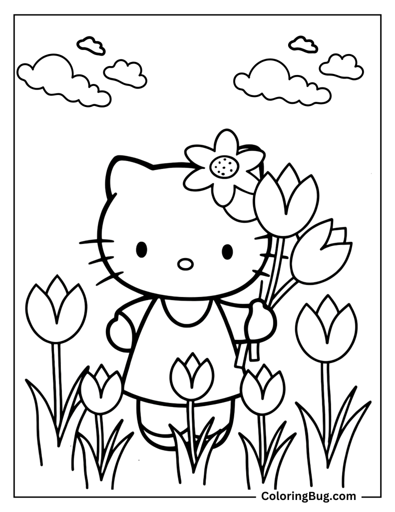 30 Hello Kitty Spring Coloring Pages (Free Printable PDFs)