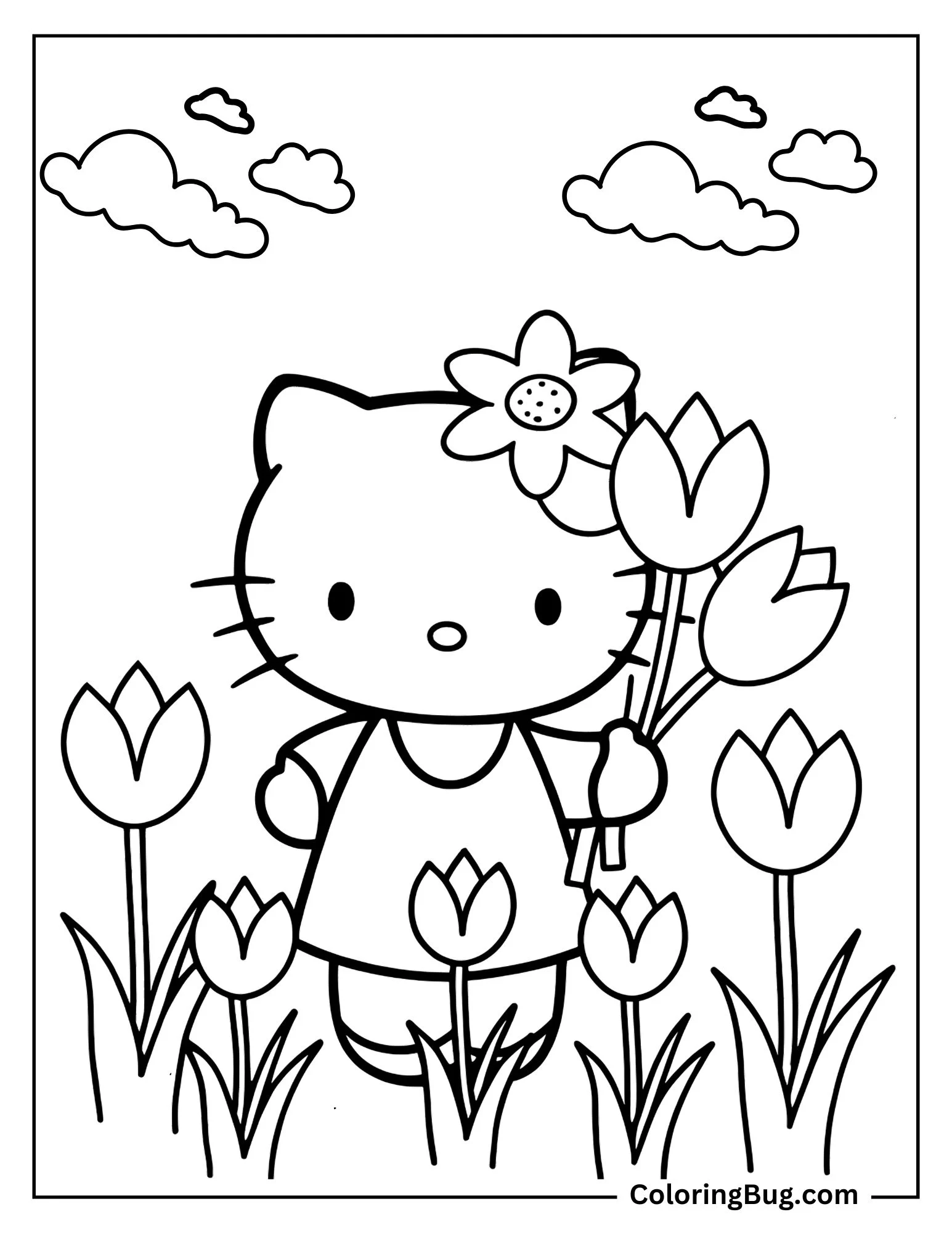 30 Hello Kitty Spring Coloring Pages (Free Printable PDFs)