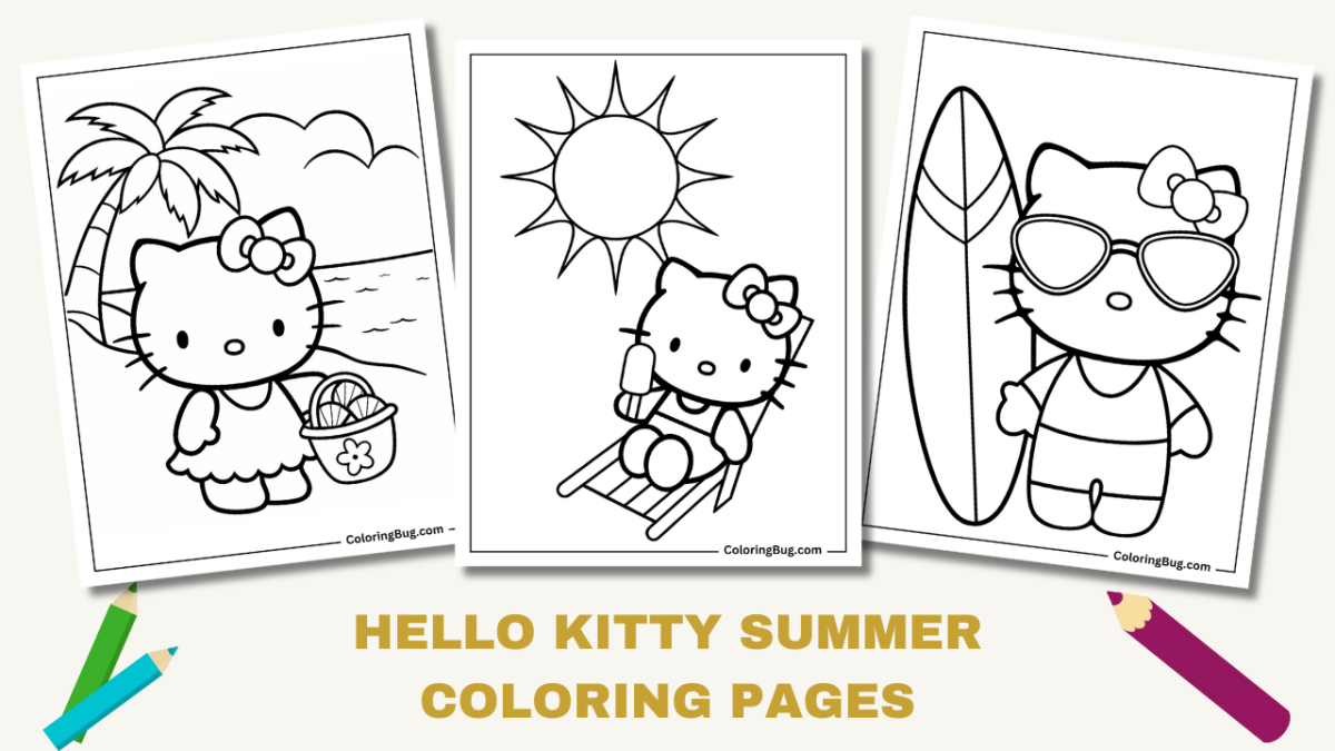 30 Summer Hello Kitty Coloring Pages (Free Printable PDFs)