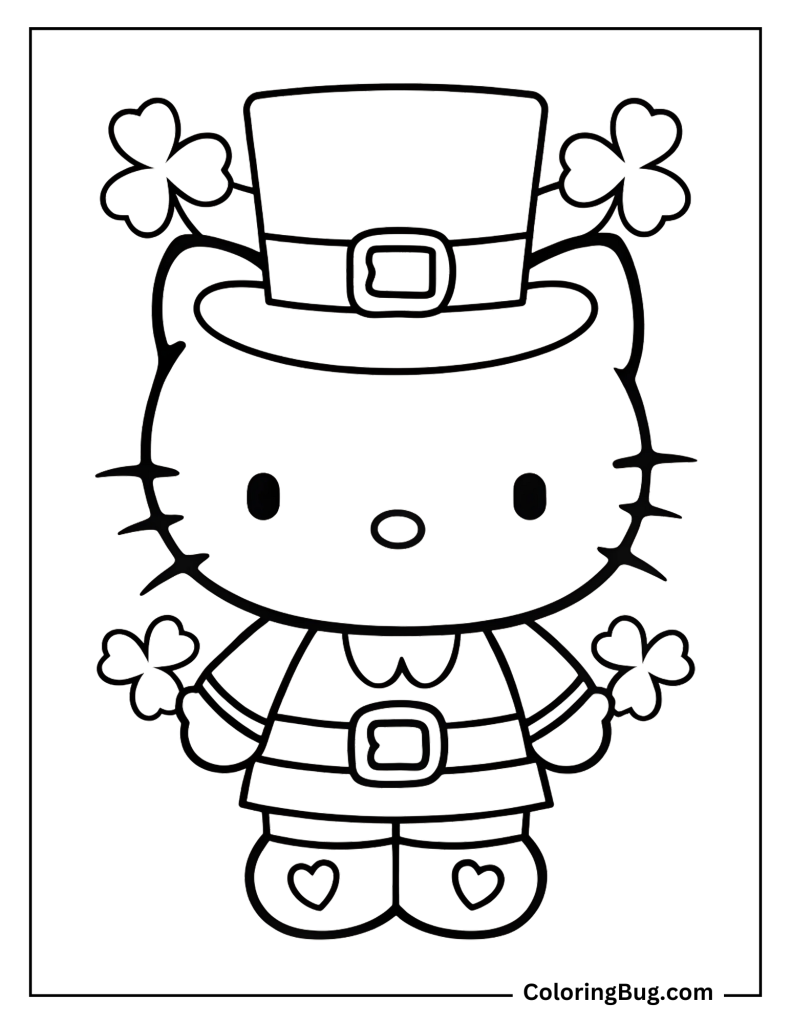 30 Hello Kitty St. Patrick's Day Coloring Pages (Free Printable PDFs)
