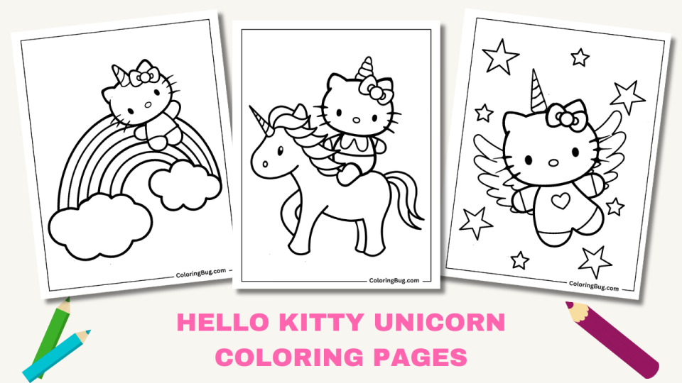 40 Unicorn Hello Kitty Coloring pages (Free printable PDFs)