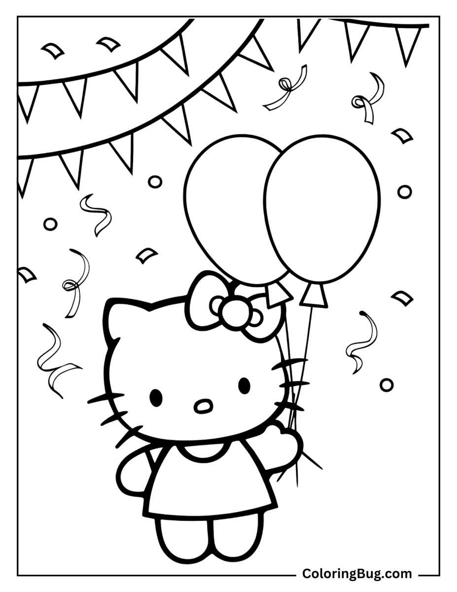 20 Hello Kitty Birthday Coloring Pages (Free Printable PDFs)