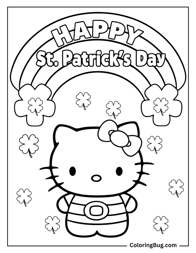 30 Hello Kitty St. Patrick's Day Coloring Pages (Free Printable PDFs)