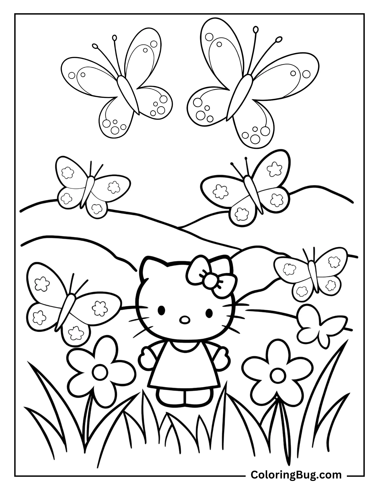 30 Hello Kitty Spring Coloring Pages (Free Printable PDFs)