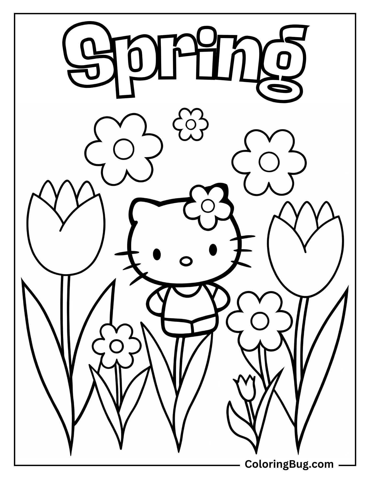 30 Hello Kitty Spring Coloring Pages (Free Printable PDFs)