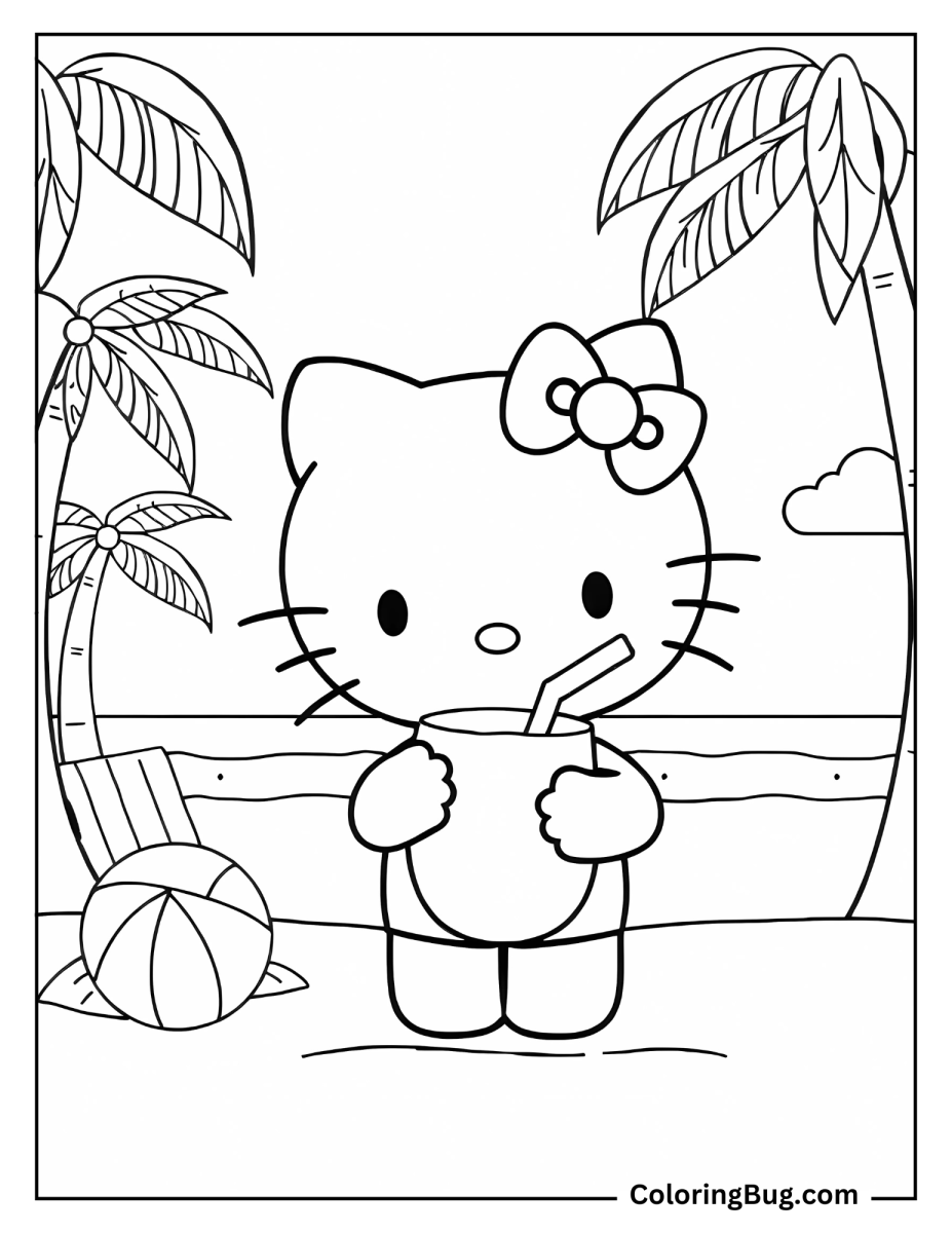 20 Summer Hello Kitty Coloring Pages (Free Printable PDFs)