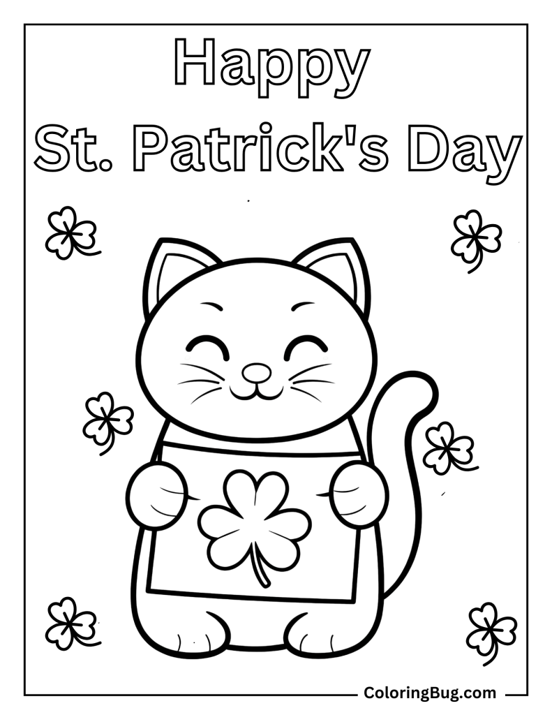 20 Cat St. Patrick's Day Coloring Pages (Free Printable PDFs)