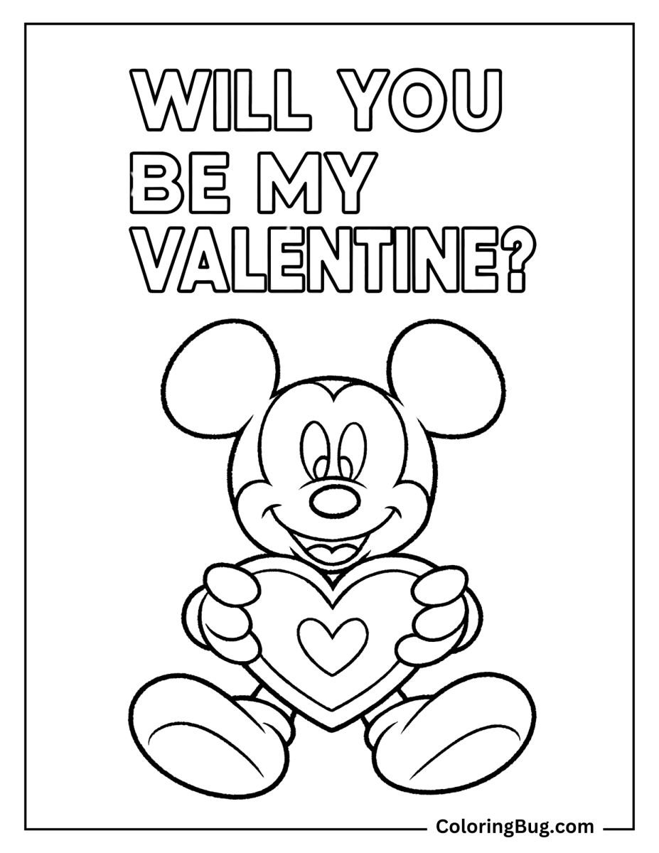 30 Mickey Mouse Valentines Coloring Pages (Free Printable PDFs)