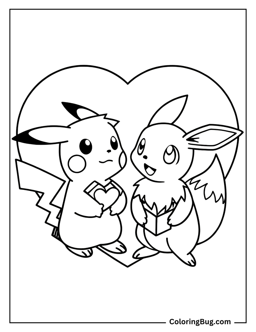 20 Pikachu Valentines Coloring Pages (Free Printable PDFs)