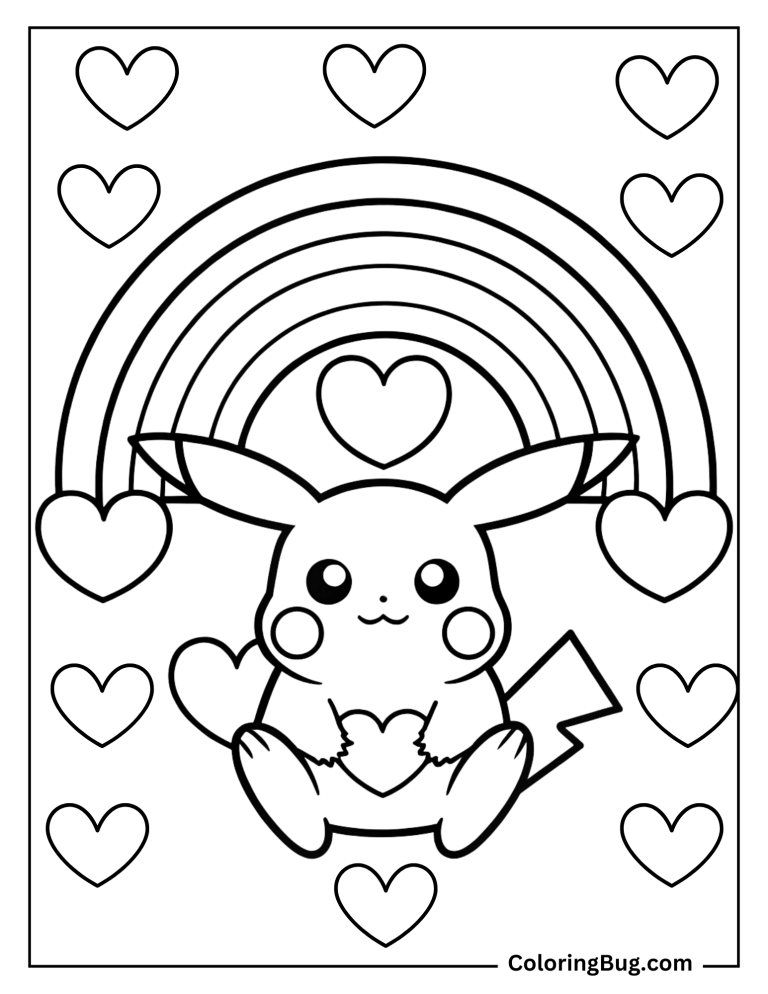 20 Pikachu Valentines Coloring Pages (Free Printable PDFs)