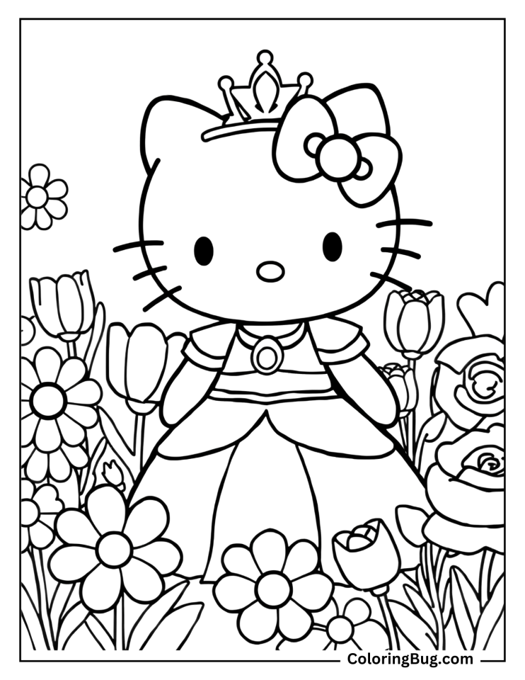 20 Princess Hello Kitty Coloring Pages (Free Printable PDFs)