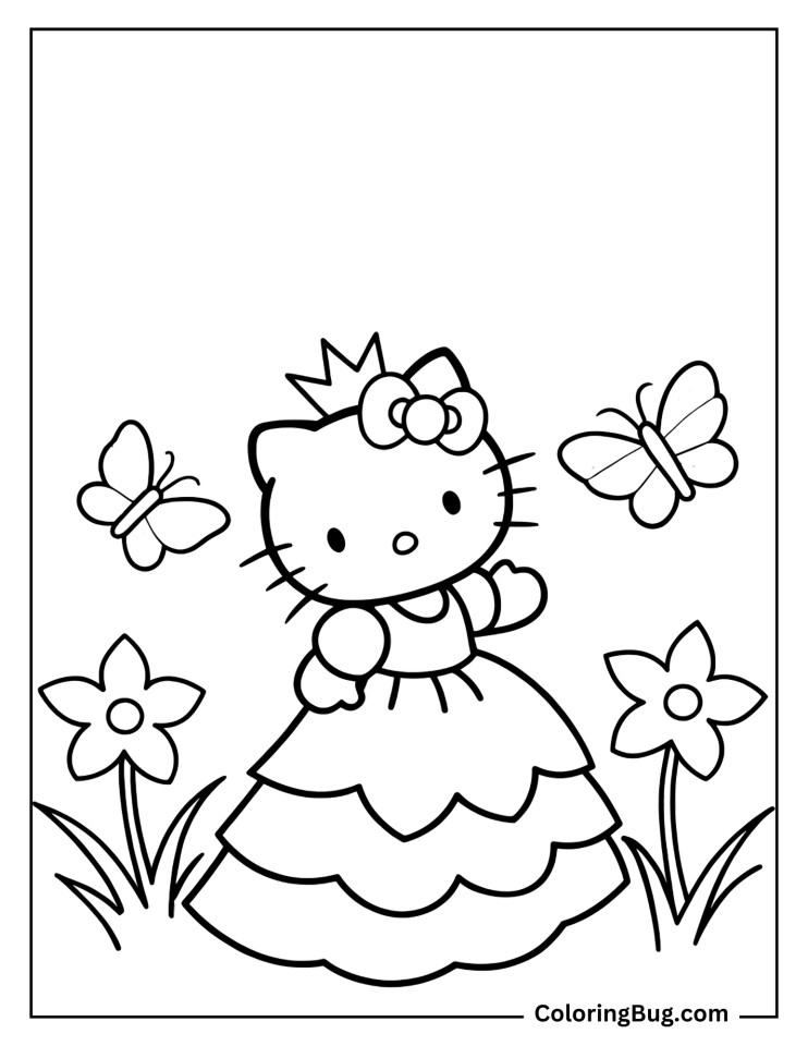 20 Princess Hello Kitty Coloring Pages (Free Printable PDFs)