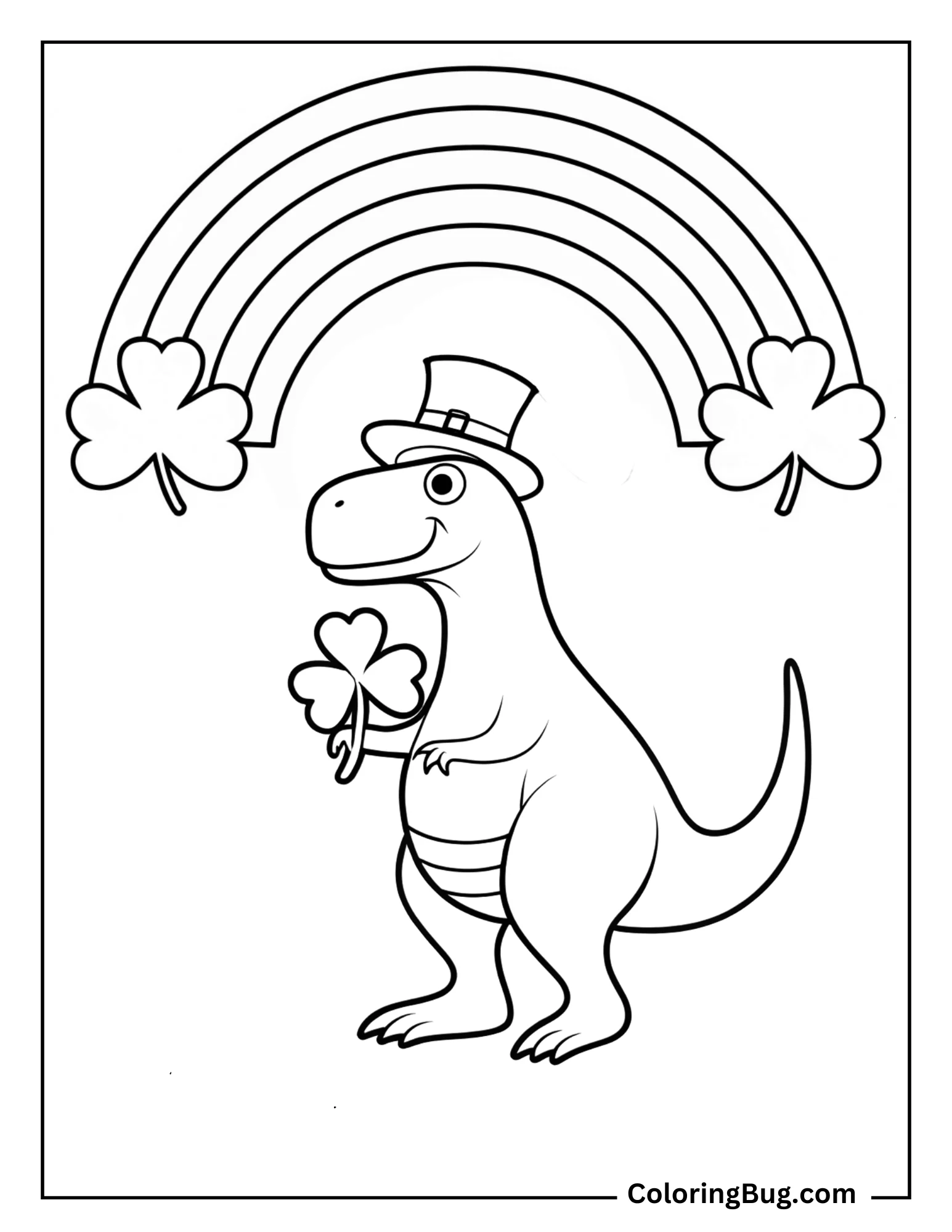 20 Dinosaur St. Patrick's Day Coloring Pages (Free Printable PDFs)