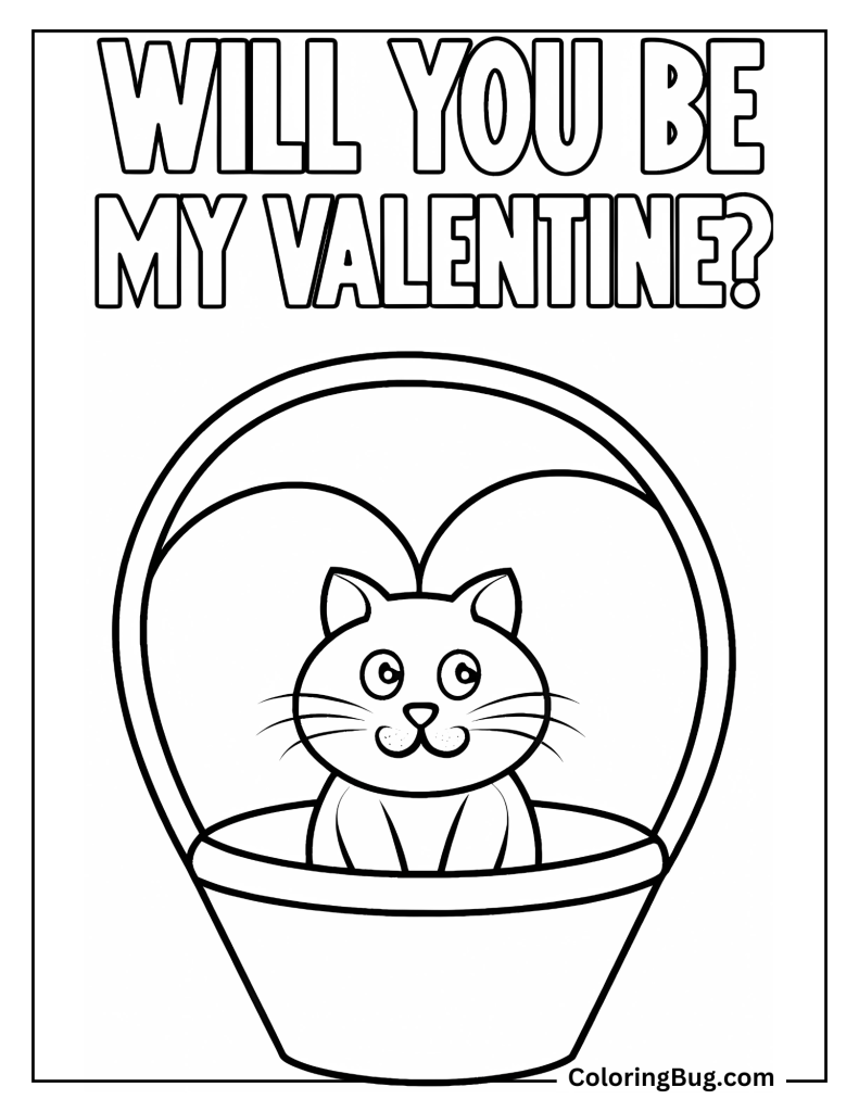 20 Cat Valentines Coloring Pages (Free Printable PDFs)