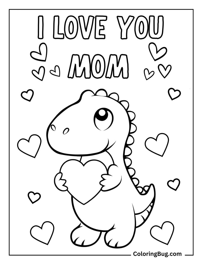 20 Dinosaur Mother's Day Coloring Pages (Free Printable PDFs)