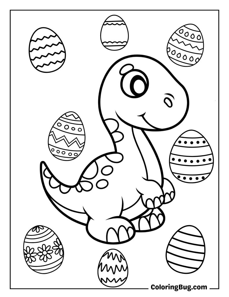 30 Dinosaur Easter Coloring Pages (Free Printable PDFs)