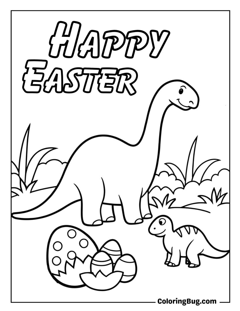30 Dinosaur Easter Coloring Pages (Free Printable PDFs)