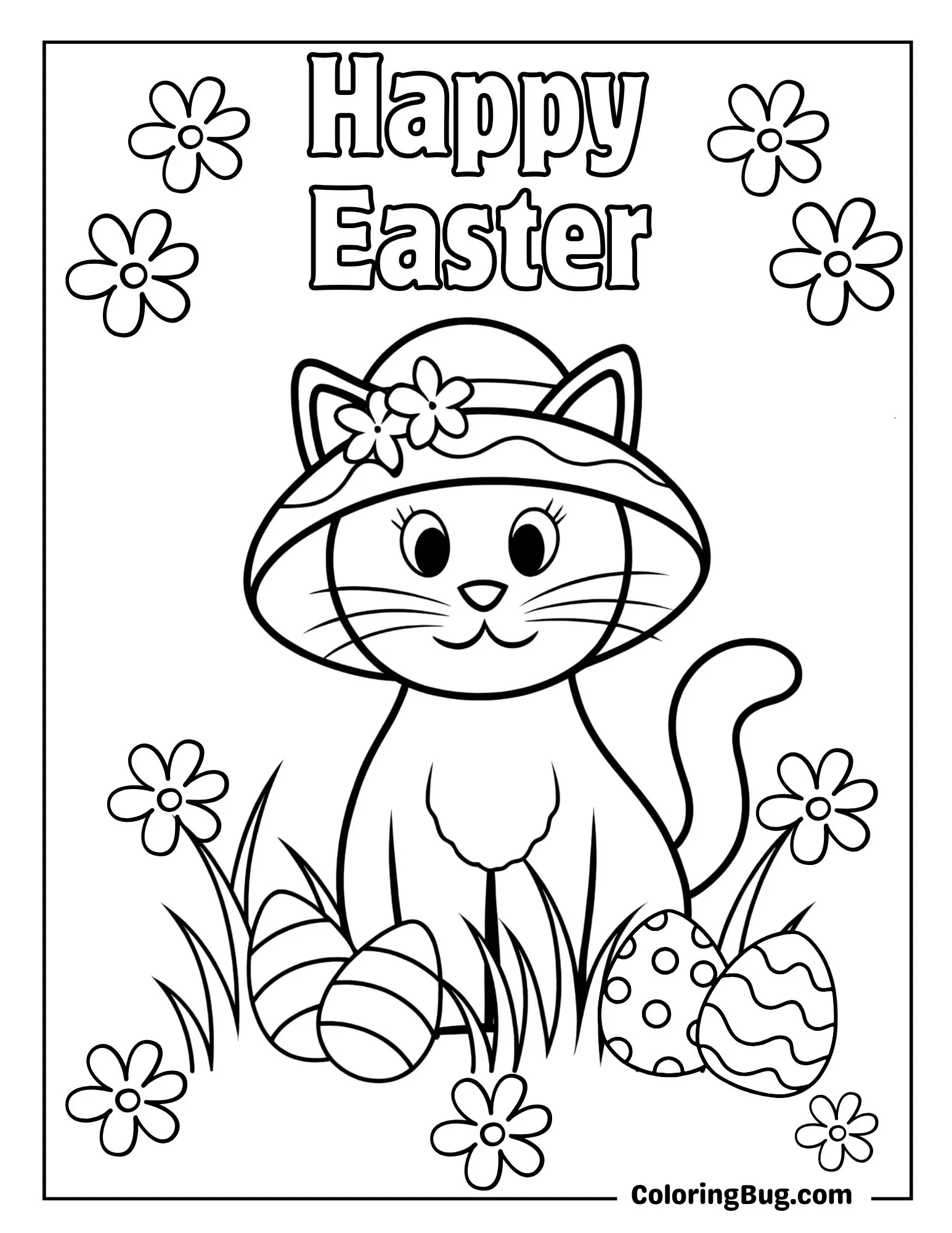 30 Cat Easter Coloring Pages (Free Printable PDFs)