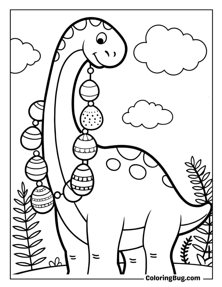 30 Dinosaur Easter Coloring Pages (Free Printable PDFs)