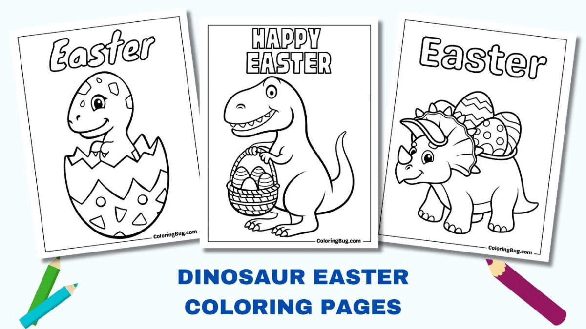 30 Dinosaur Easter Coloring Pages (Free Printable PDFs)