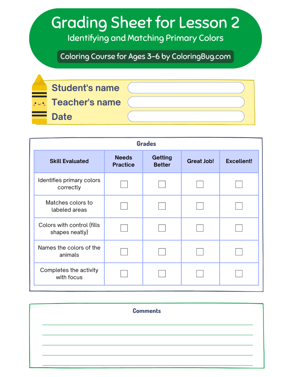 Lesson 2: Identifying and Matching Primary Colors - Coloring Bug