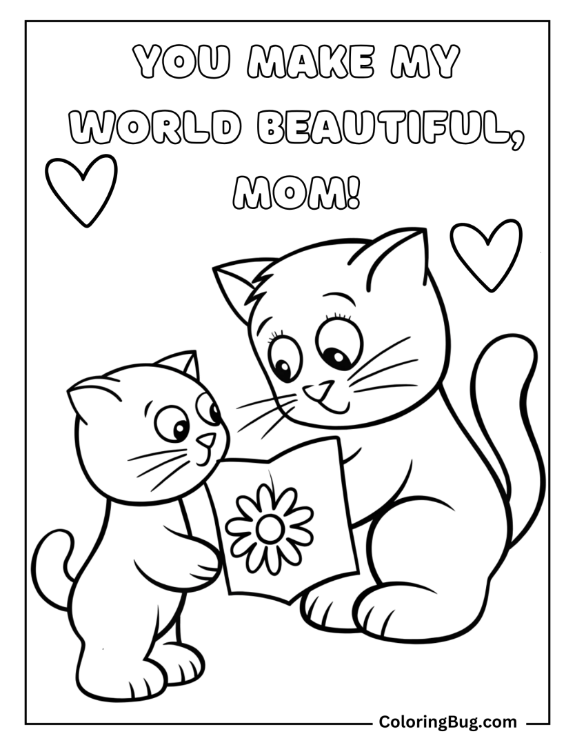 20 Cat Mother's Day Coloring Pages (Free Printable PDFs)