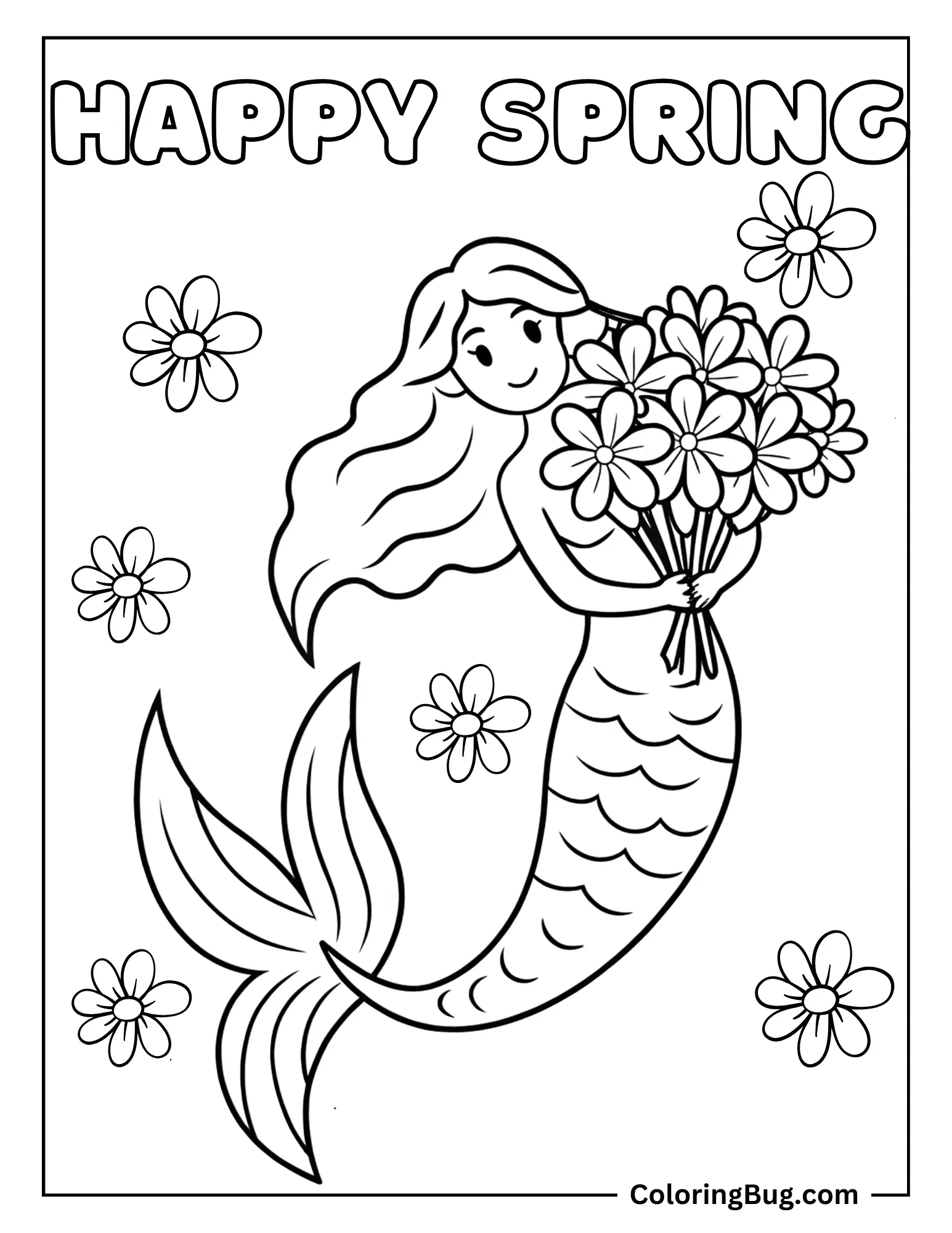 16 Mermaid Spring Coloring Pages (Free Printable PDFs)