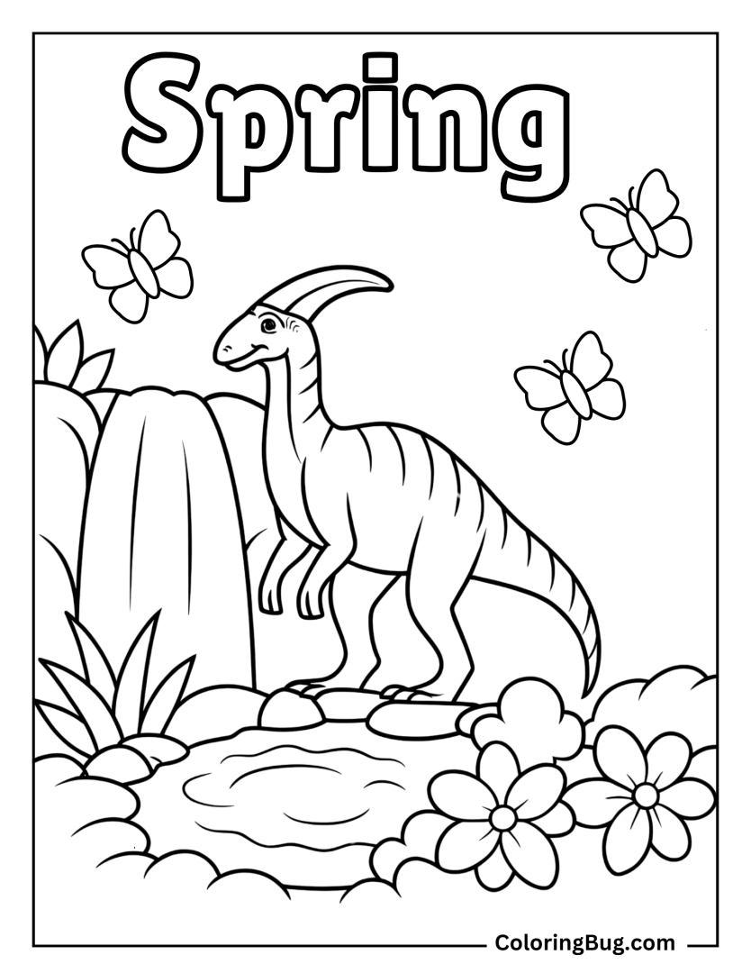 20 Dinosaur Spring Coloring pages (Free printable PDFs)