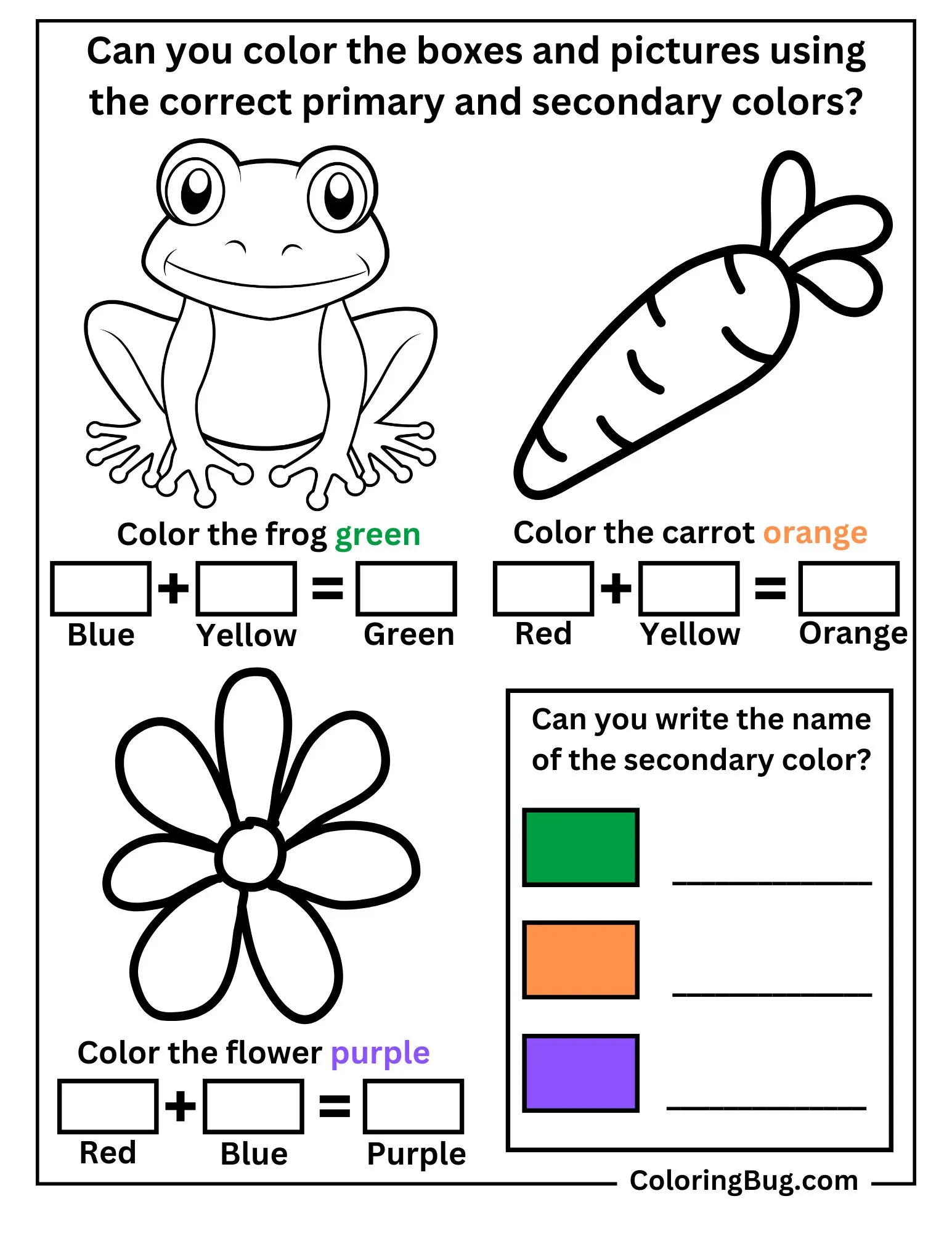 Lesson 5: Identifying and Creating Secondary Colors - Coloring Bug