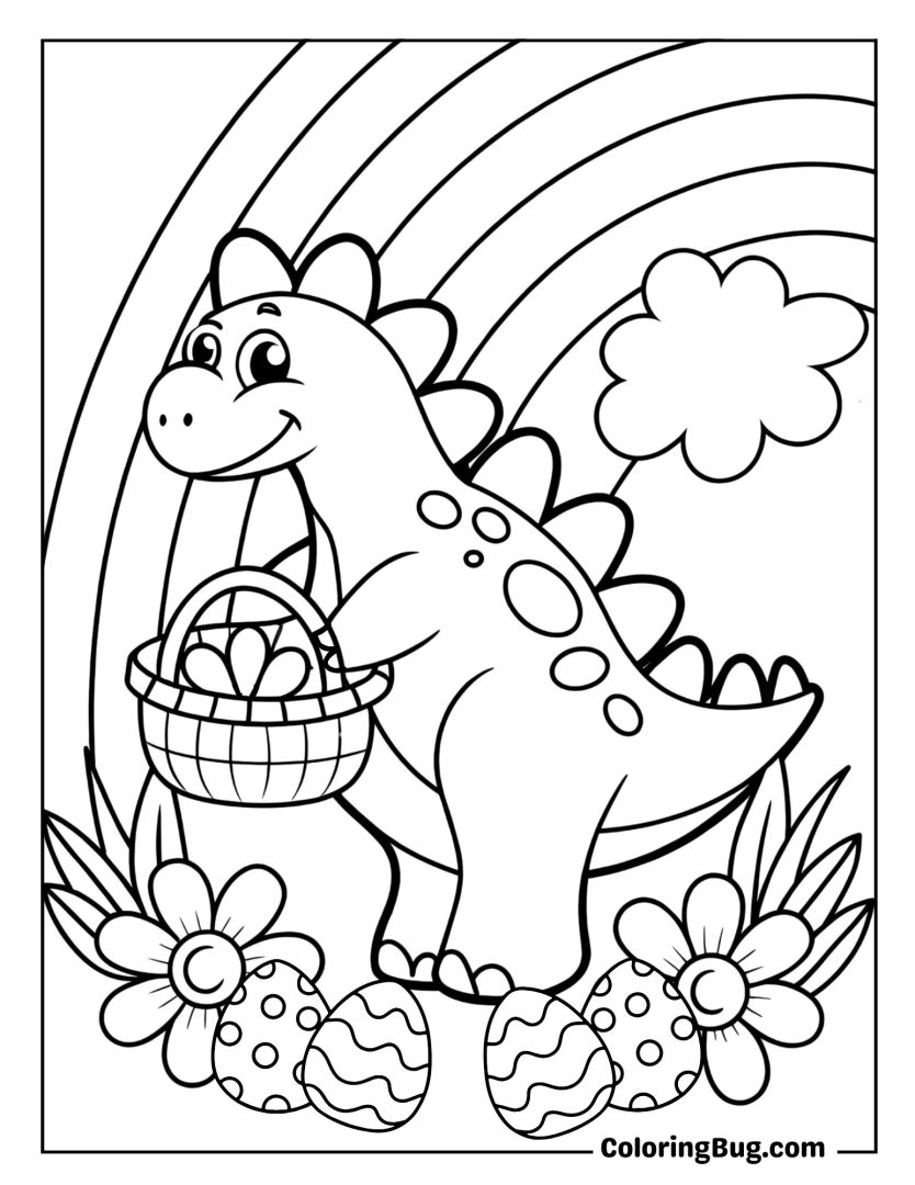 30 Dinosaur Easter Coloring Pages (Free Printable PDFs)