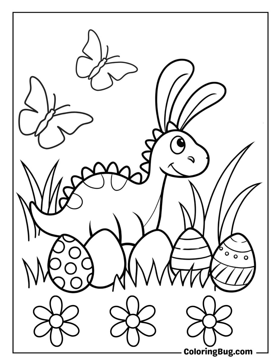 30 Dinosaur Easter Coloring Pages (Free Printable PDFs)