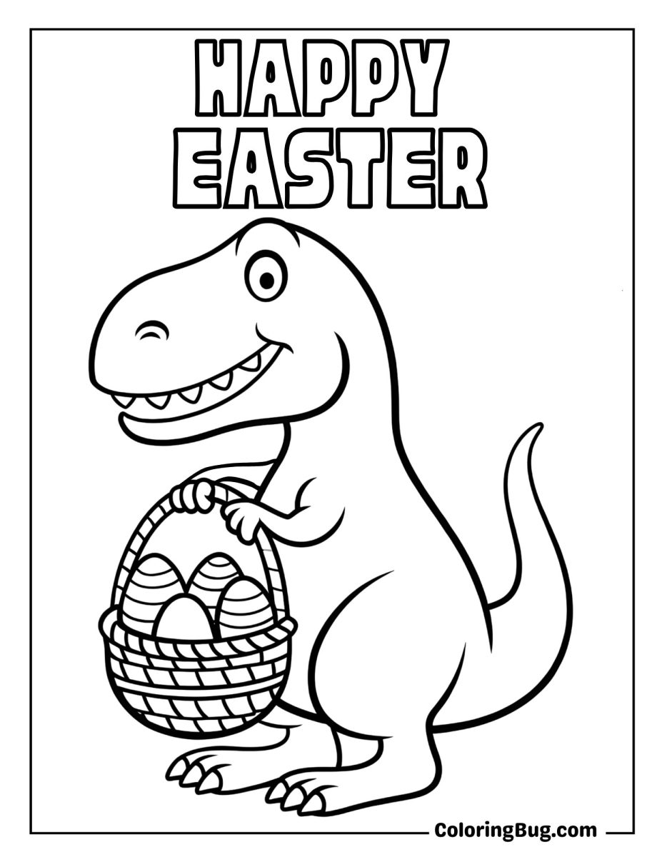 30 Dinosaur Easter Coloring Pages (Free Printable PDFs)