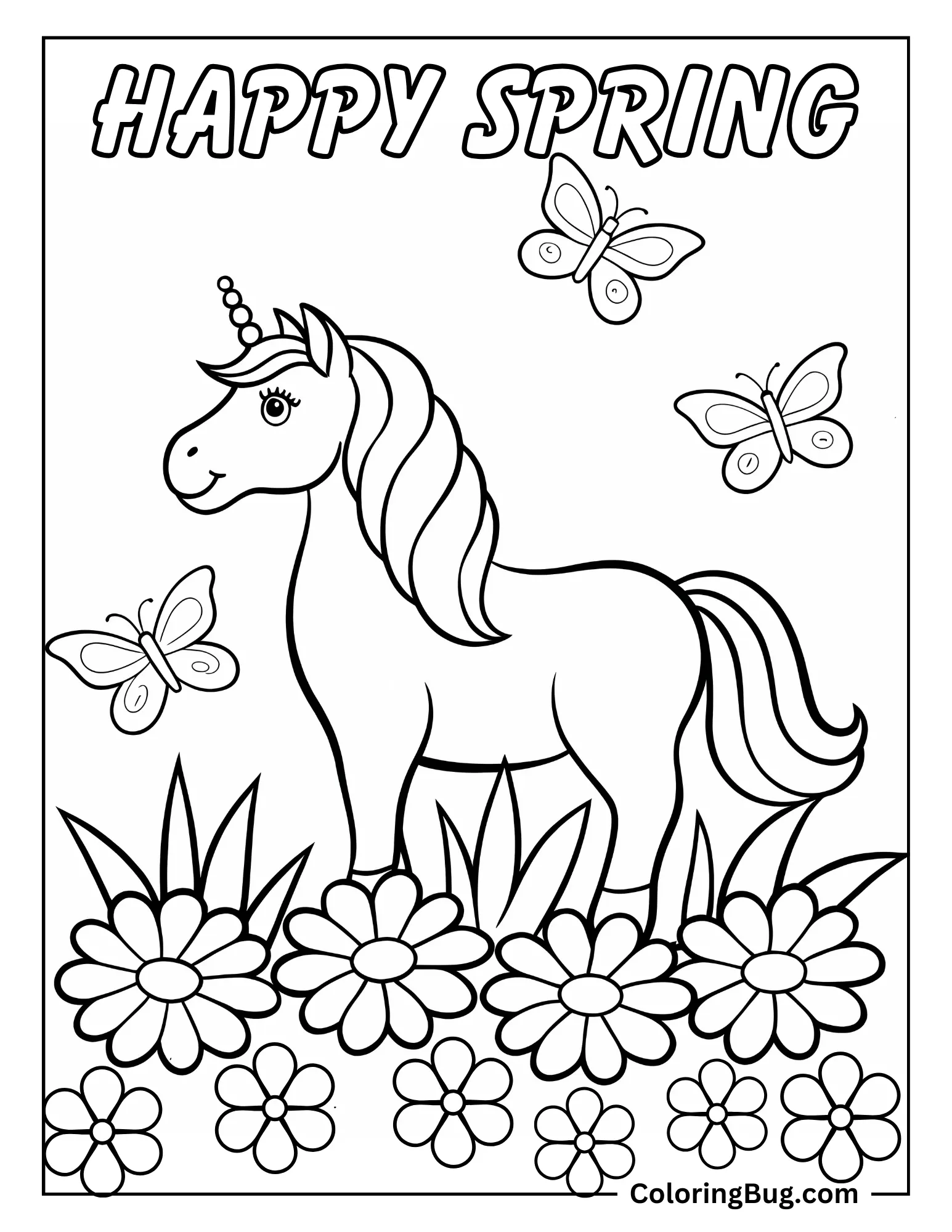20 Spring Unicorn Coloring pages (Free Printable PDFs)