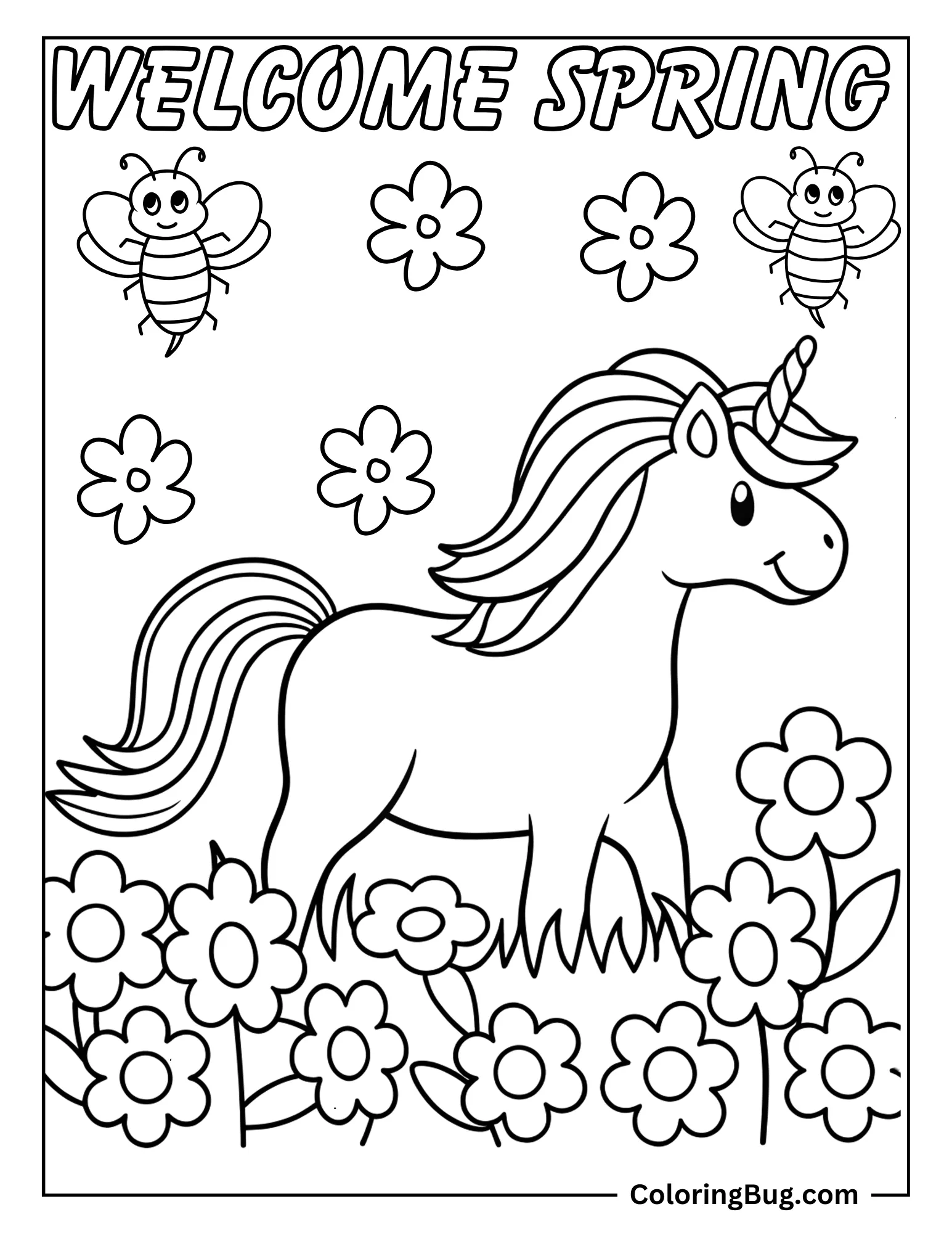 20 Spring Unicorn Coloring pages (Free Printable PDFs)