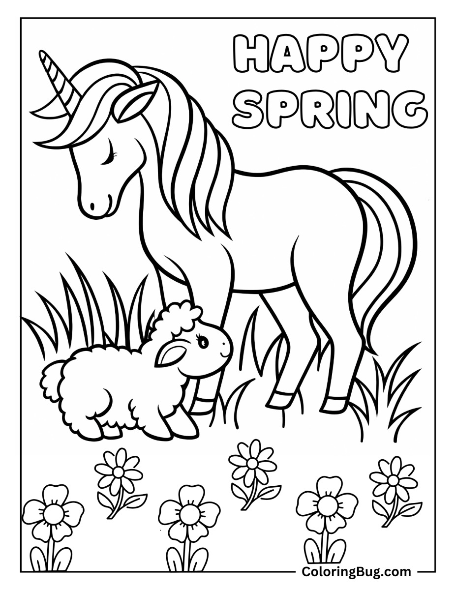 20 Spring Unicorn Coloring pages (Free Printable PDFs)