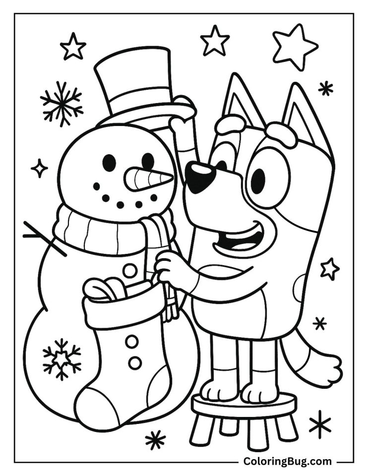 40 Bluey Christmas Coloring Pages (Free Printable PDFs)