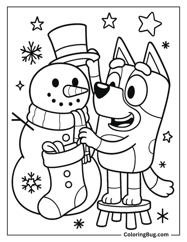 40 Bluey Christmas Coloring Pages (Free Printable PDFs)