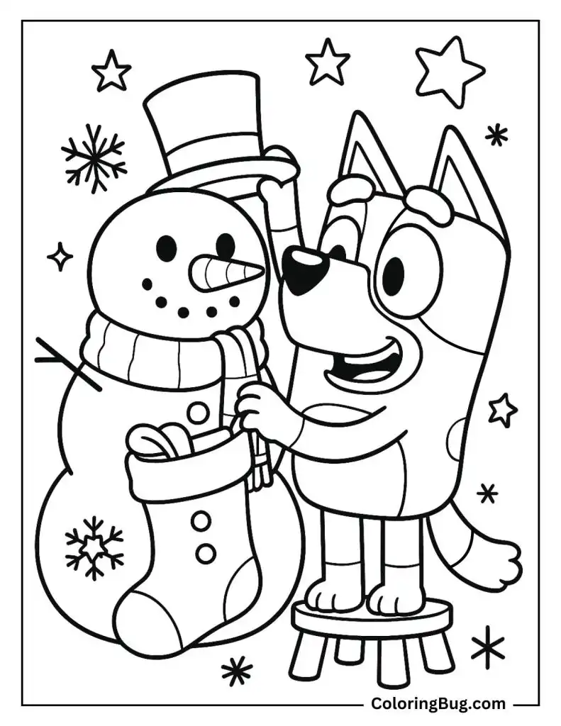 40 Bluey Christmas Coloring Pages (Free Printable PDFs)