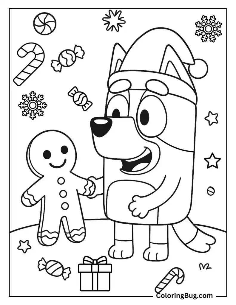 40 Bluey Christmas Coloring Pages (Free Printable PDFs)