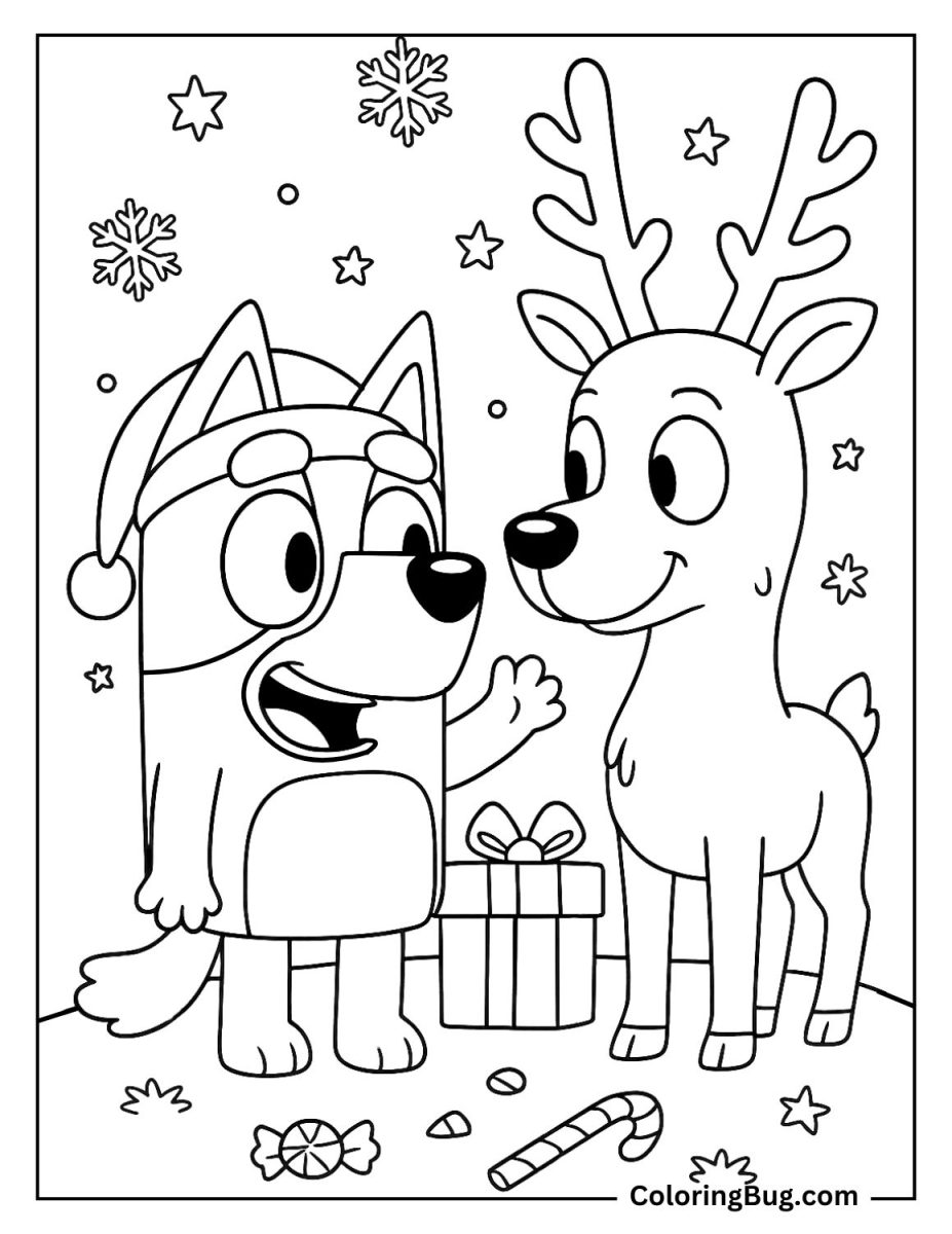 40 Bluey Christmas Coloring Pages (Free Printable PDFs)