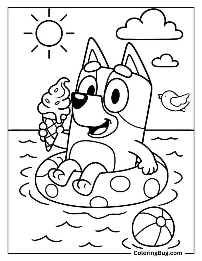 34 Bluey Summer Coloring Pages (Free Printable PDFs)