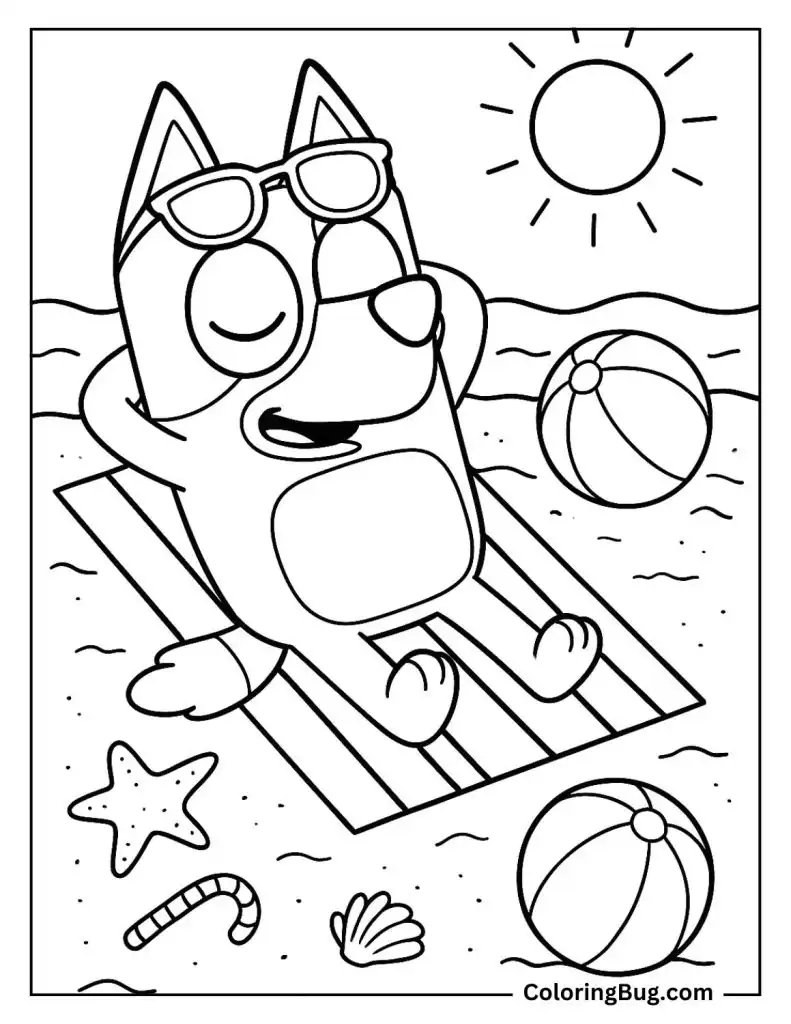 34 Bluey Summer Coloring Pages (Free Printable PDFs)