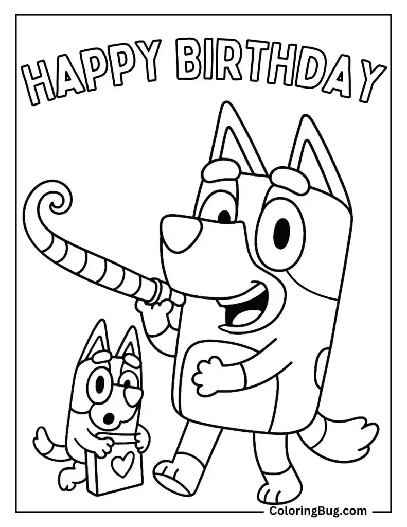 20 Bluey Birthday Coloring Pages (Free Printable PDFs)