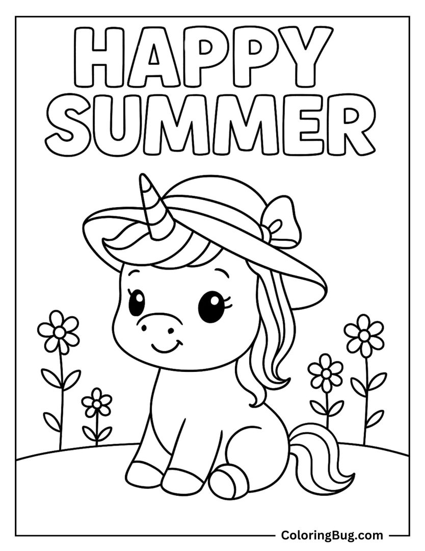 30 Unicorn Summer Coloring Pages (Free Printable PDFs)