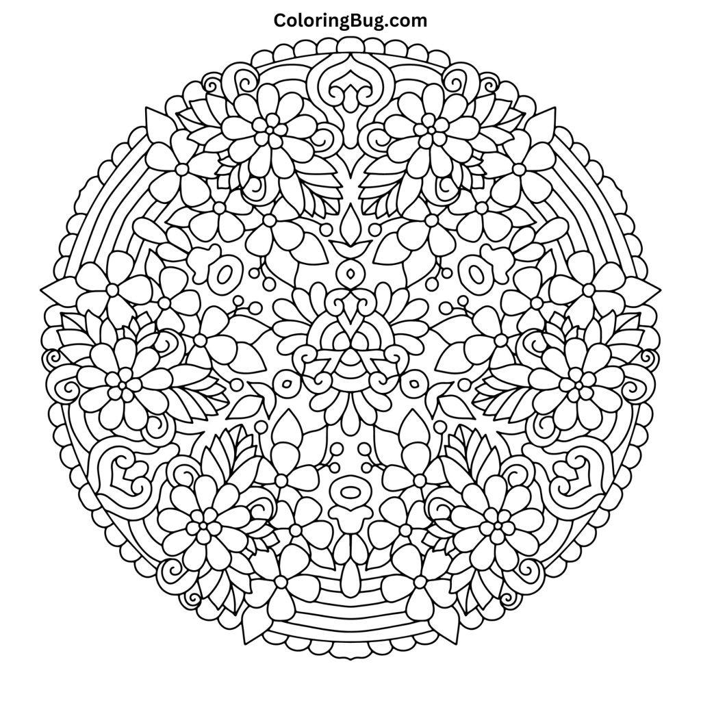 20 Flower Mandala Coloring Pages (Free Printable PDFs) That Are Hand-Drawn